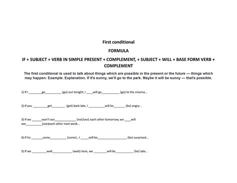 first conditional first conditional formula if subject verb in