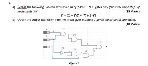 Solved Following Boolean Expression Using 2 Input Nor Gates