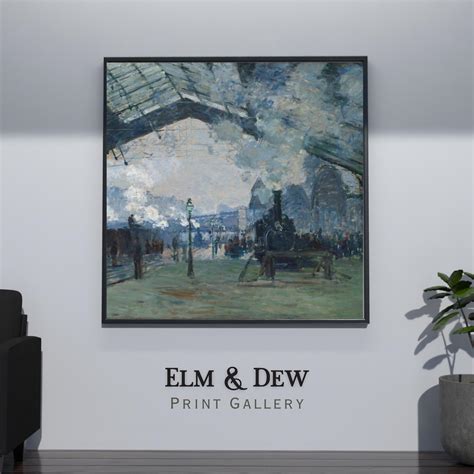 Vintage Train Station Art Industrial Impressionist Painting Paris