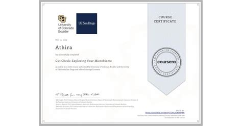 Athira Ajithprasad On Linkedin Completion Certificate For Gut Check Exploring Your Microbiome
