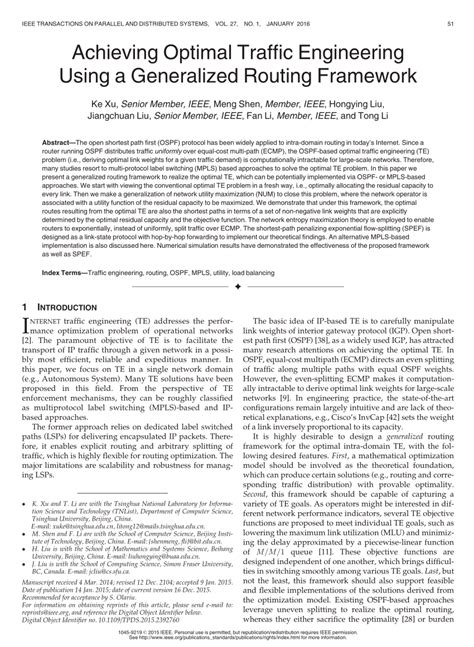 Pdf Achieving Optimal Traffic Engineering Using A Generalized Routing Framework