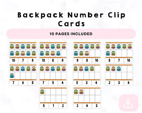 Printable Backpack Number Clip Cards Crystalandcomp