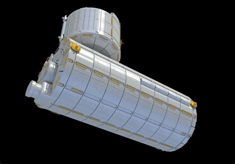 Service Module Of Iss International Space Station 3d Rendering On Black