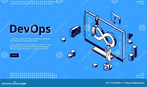 Devops Isometric Banner Development And Operation Cartoon Vector 177631991