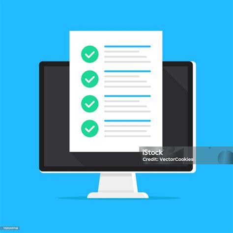 컴퓨터 화면에 온라인 설문 조사 양식 퀴즈 체크리스트 벡터 그림입니다 플랫 디자인 설문지 온라인 양식 개념 0명에 대한 스톡 벡터 아트 및 기타 이미지 Istock