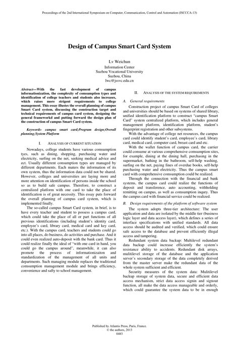 PDF Design Of Campus Smart Card System