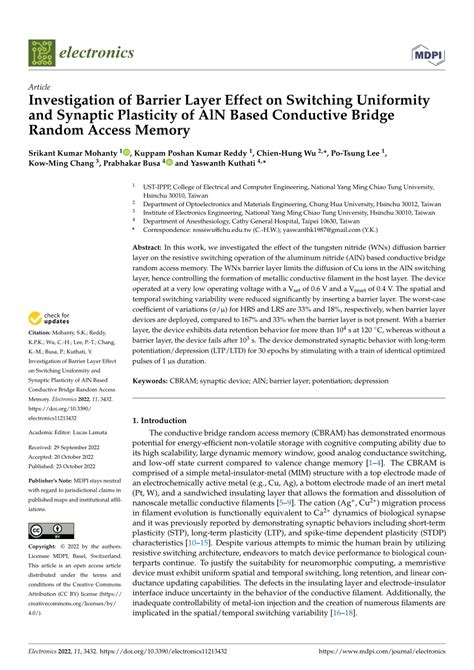 Pdf Investigation Of Barrier Layer Effect On Switching Uniformity And Synaptic Plasticity Of