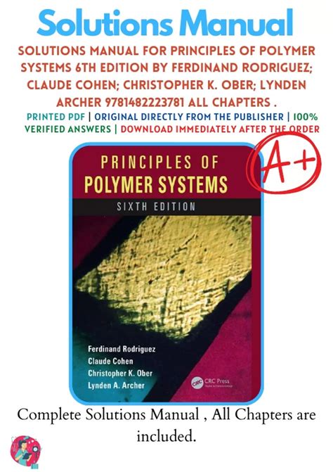 Solutions Manual For Principles Of Polymer Systems 6th Edition By Ferdinand Rodriguez Claude