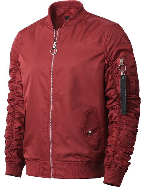 Ma Croix Ma Croix Mens Ruched Bomber Jacket Lightweight Waterproof