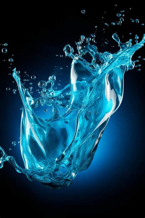 Singular Vortex Water Splash Isolated On Dark Backdrop For Dramatic