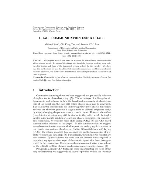 PDF Chaos Communication Using Chaos