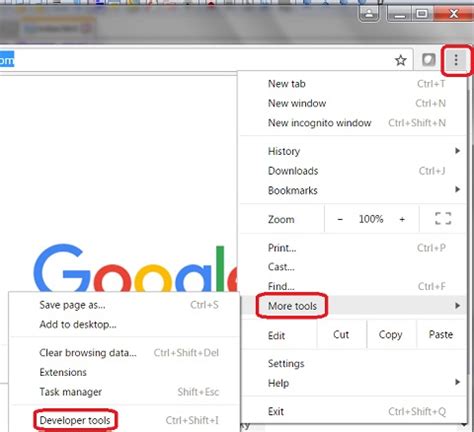 Access Developer Tools In Google Chrome 31