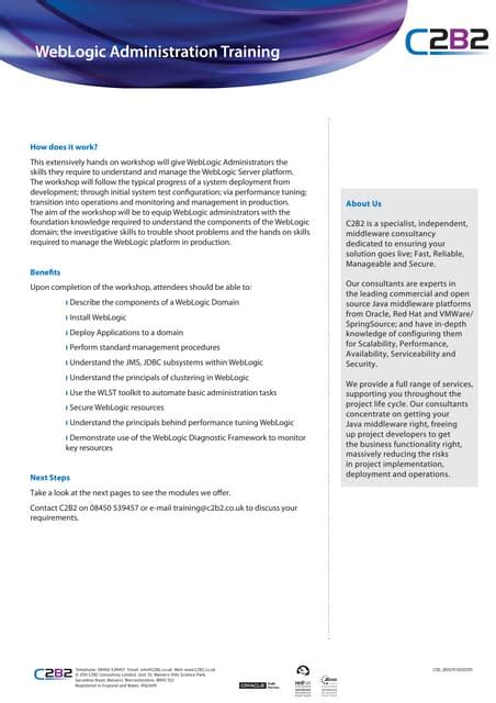 C2b2 Weblogic Administration Training Pdf