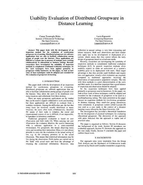 Pdf Usability Evaluation Of Distributed Groupware In Distance Learning