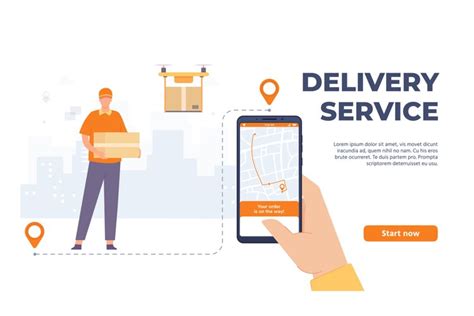 Delivery Service Application Man Courier In Uniform Holding