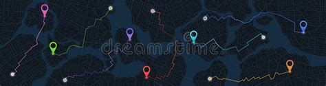 Gps Tracking Map Abstract Isometric Location Tracks Dashboard Stock