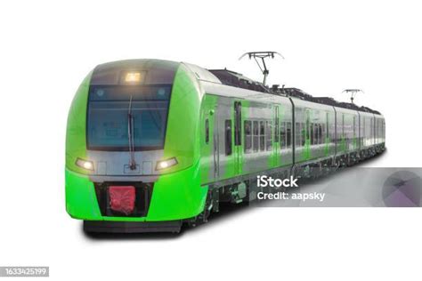 도시 전기 녹색 기차는 흰색 배경에 격리된 마차에서 긴 기차 구성을 제공합니다 지하철 철도에 대한 스톡 사진 및 기타 이미지