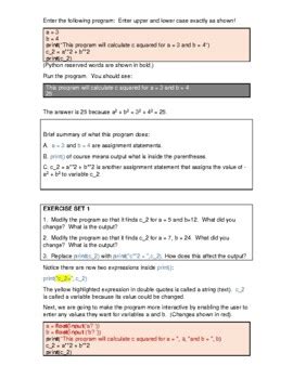 PYTHAGOREAN THEOREM PYTHON PROGRAMMING ACTIVITY By CollegeMathComputers