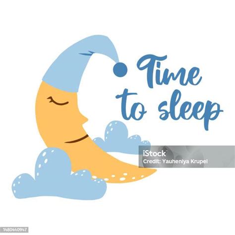 구름과 귀여운 달의 벡터 그림입니다 달과 구름이 있는 어린이 포스터 보육원을위한 좋은 밤의 손으로 그린 그림 자장가에 대한 스톡 벡터 아트 및 기타 이미지 Istock