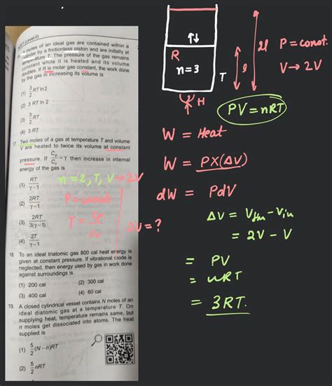 A Closed Cylindrical Vessel Contains N Moles Of An Ideal Diatomic Gas At