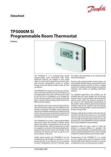 TP M Si Programmable Room Thermostat Danfoss Randall