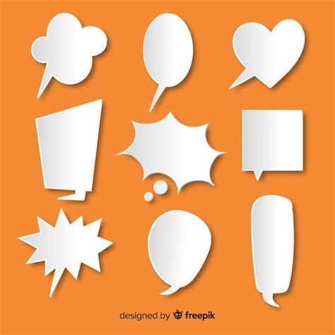 Flat Design Speech Bubble Collection In Paper Style Free Vector