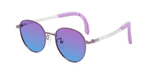 Magician Purple Low Bridge Fit Round Pre Teens Gradient Sunglasses With
