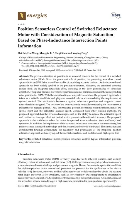 Pdf Position Sensorless Control Of Switched Reluctance Motor With Consideration Of Magnetic