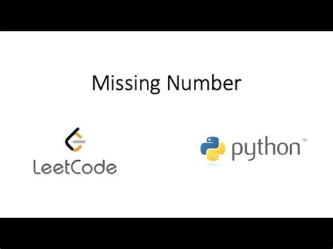 Leetcode Missing Number Python YouTube