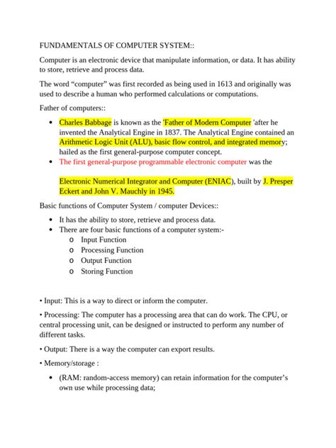 Fundamentals Of Computer System Pdf Computer Data Storage Computer Network