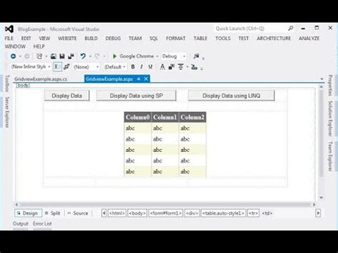 ASP Net GridView Control Example YouTube
