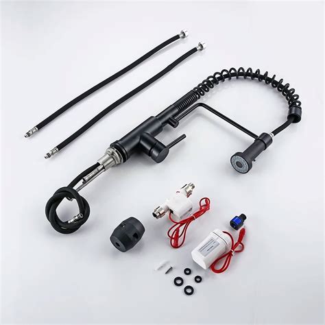 Touch On Kitchen Faucet Matt Black Sensor Activated Pull Out Mixer Sink Tap Stainless Steel