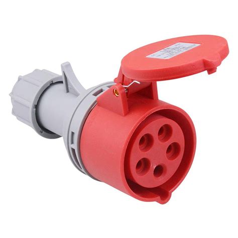 Red 16a 415v 3pne Industrial Inline Socket Ip44 — Switch Electronics