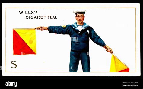 Semaphore Signalling S Vintage Cigarette Card Illustration Stock