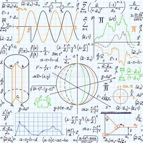 Physical Scientific Vector Seamless Pattern With Formulas Researching Equations And Figures