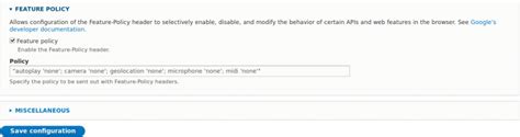 add feature policy in drupal 8 with the security kit module inmotion