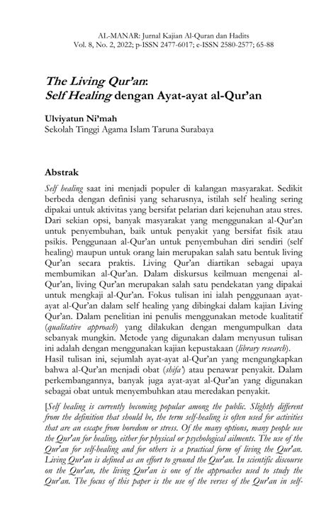 Pdf The Living Quran Self Healing Dengan Ayat Ayat Al Quran
