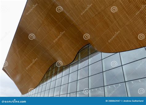 Wooden Curved Structure Building With Modern Architectural Design Editorial Photo