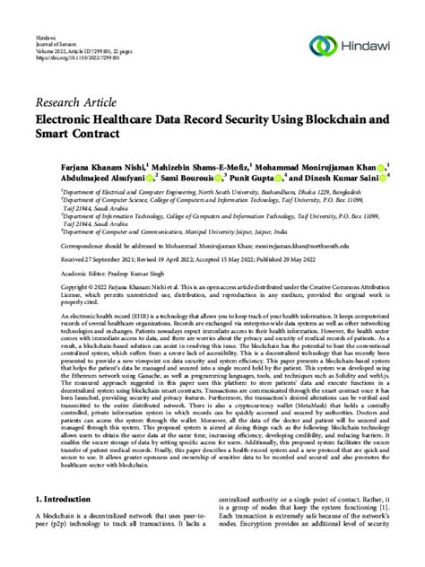 pdf electronic healthcare data record security using blockchain and