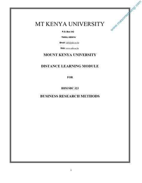 business research methods notes mku masomo msingi publishers
