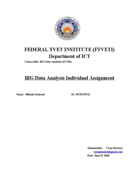 Big Data Analysis Assignment Overview Pdf Apache Hadoop Big Data