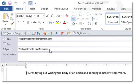 How To Send A Word Document As The Body Of An Email Message