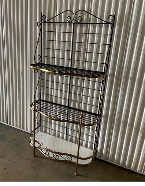 Vintage Wrought Iron And Brass French Bakers Rack At 1stdibs Vintage