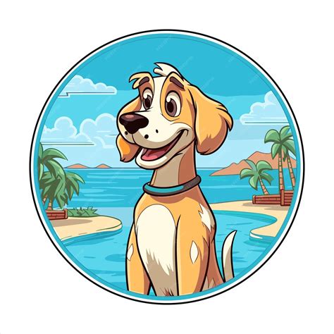 Cierny Sery Raça De Cão Cartoon Cute Kawaii Personagem Praia Verão Animais De Estimação Rótulo