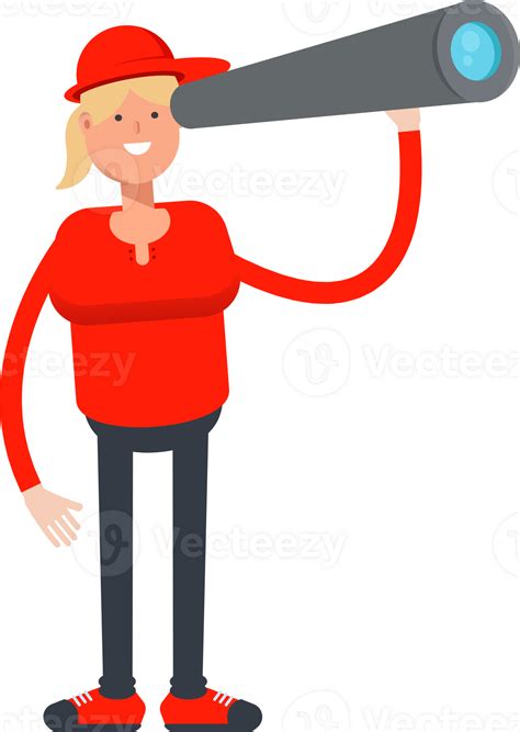 Girl Character Using Binoculars Png