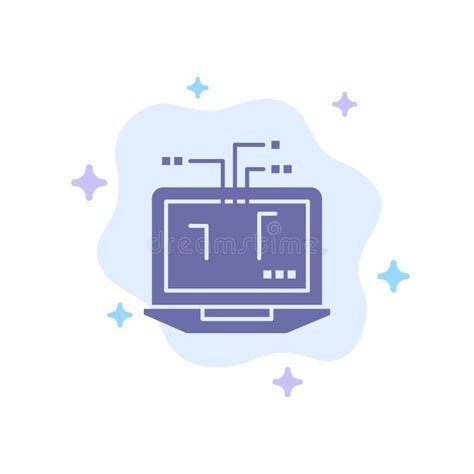 Computer Network Laptop Hardware Blue Icon On Abstract Cloud
