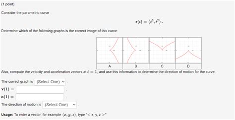 solved 1 point consider the parametric curve r t