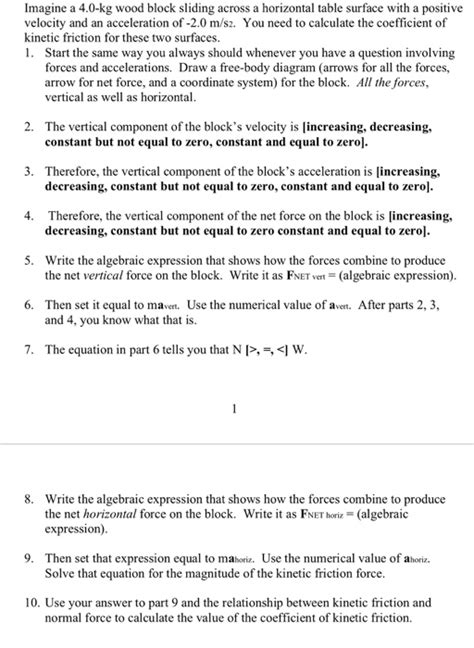 Solved Imagine A Kg Wood Block Sliding Across A Chegg