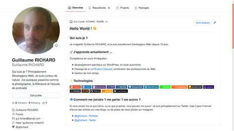 Profil Github Comment En Créer Un En Markdown Portfolio Guillaume Richard