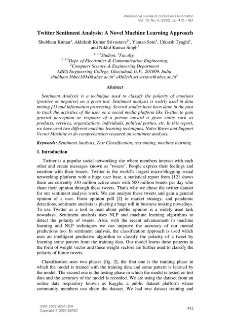 pdf twitter sentiment analysis a novel machine learning approach